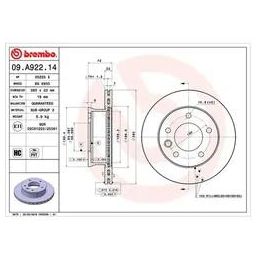 MAGNETI MARELLI Bremsscheibe 360406099500 Innenbel&uuml;ftet-Bel&uuml;ftung mit tropfenf&ouml;rmigen Fl&uuml;geln 285mm 22mm f&uuml;r DODGE MERCEDES-BENZ