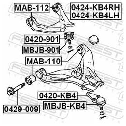 FEBEST Trag-/F&uuml;hrungsgelenk 0420901 Vorderachse oben f&uuml;r MITSUBISHI