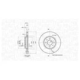 MAGNETI MARELLI Bremsscheibe 360406029401 Innenbel&uuml;ftet-Bel&uuml;ftung mit tropfenf&ouml;rmigen Fl&uuml;geln 257mm 22mm f&uuml;r PEUGEOT CITRO&Euml;N LANCIA FIAT ALFA ROMEO