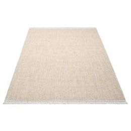 Teppich Carpet City "CLASICO 0052", gelb, B:120cm H:11mm L:170cm, Obermaterial: 100% Polyester, Teppiche, Teppich, L&auml;ufer, Kurzflor, Hochtief-Muster, Boho, Fransen, Wohnzimmer