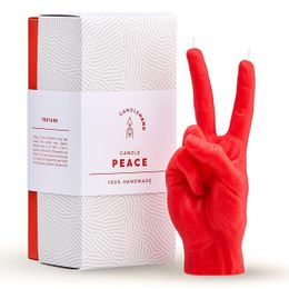 Handgestenkerze, Peace, rot