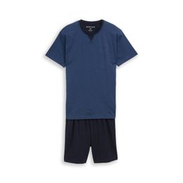 Tom Tailor Herren Pyjama-Set mit Streifenmuster, blau, Gestreift, Gr. 52