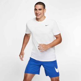 T-Shirt Nike "Nike Dri-FIT Men's Fitness T-Shirt", Herren, Gr. L, wei&szlig;, Obermaterial: 60% Baumwolle, 40% Polyester, Rundhals, Shirts T-Shirt, Kurzarm, Rundhalsausschnitt