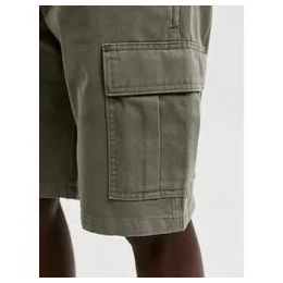 Jack & Jones PlusSize Cargoshorts "JPSTCOLE HUDSON BELTED CARGO SHORT PLS", Herren, Gr. 42 (4XL), N-Gr, dusty olive, Web, Obermaterial: 100% Baumwolle, JACK & JONES PLUSSIZE, unifarben, relaxed fit, Hosen