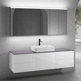 neoro n50 M&ouml;belanlage B: 180 cm mit 5 Ausz&uuml;gen, Waschtisch B: 58 cm wei&szlig; matt, mit Spiegelschrank f&uuml;r die Schweiz,,