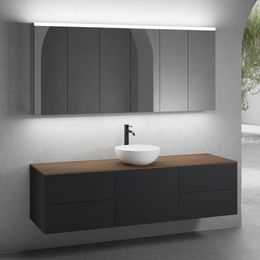 neoro n50 M&ouml;belanlage B: 180 cm mit 5 Ausz&uuml;gen, Waschtisch &Oslash; 45 cm wei&szlig; matt, mit Spiegelschrank f&uuml;r die Schweiz,,
