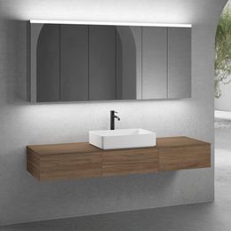 neoro n50 M&ouml;belanlage B: 180 cm mit 3 Ausz&uuml;gen, Waschtisch B: 58 cm wei&szlig; matt, mit Spiegelschrank f&uuml;r die Schweiz,,
