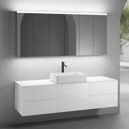 neoro n50 M&ouml;belanlage B: 180 cm mit 5 Ausz&uuml;gen, Waschtisch B: 58 cm wei&szlig; matt, mit Spiegelschrank f&uuml;r die Schweiz,,