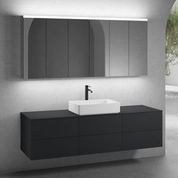 neoro n50 M&ouml;belanlage B: 180 cm mit 6 Ausz&uuml;gen, Waschtisch B: 58 cm wei&szlig; matt, mit Spiegelschrank f&uuml;r die Schweiz,,