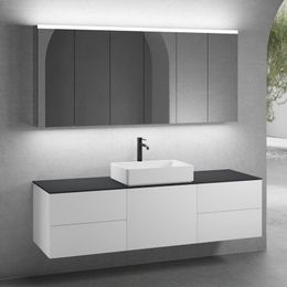 neoro n50 M&ouml;belanlage B: 180 cm mit 5 Ausz&uuml;gen, Waschtisch B: 58 cm wei&szlig; matt, mit Spiegelschrank f&uuml;r die Schweiz,,