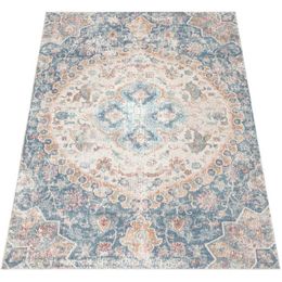 Paco Home Teppich &raquo;Torres 271&laquo; rechteckig 8 mm H&ouml;he Kurzflor, Orient-Optik, Vintage Design, In- und Outdoor geeignet blau Polypropylen B : 60cm 1 Stk., 8mm, L: 
