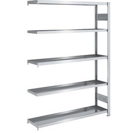 hofe Wannenregal, Stahl verzinkt, doppelseitig, H 2000 mm, Wannen-BxT 1300 x 400 mm, Anbauregal