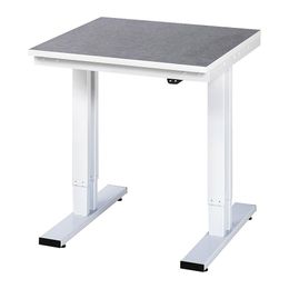 Rau Arbeitstisch, elektrisch h&ouml;henverstellbar - Tragkraft 300 kg, H&ouml;he 720 - 1120 mm, Linoleumbelag, BxT 750 x 800 mm
