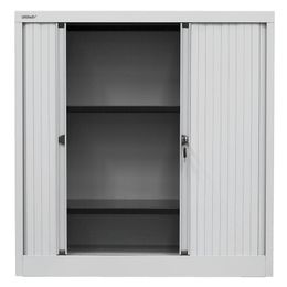 Bisley Euro-Rollladenschrank, Breite 1000 mm, 2 Fachb&ouml;den, silber