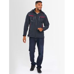 Softshelljacke Arctic Seven "ASPierr", Herren, Gr. XXL, blau (navy), Obermaterial: 96% Polyester, 4% Elasthan; Innenseite: 100% Polyester, Jacken Softshelljacke, sportliche Outdoor Funktionsjacke mit abnehmbarer Kapuze