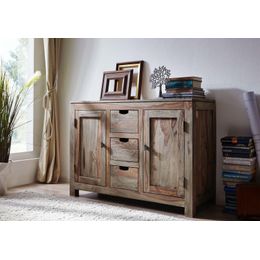 Sideboard Sheesham 120x45x85 grau ge&ouml;lt NATURE GREY #83