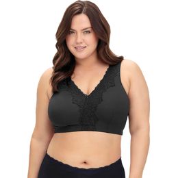 sheego Damen B&uuml;gelloser BH in Bustier-Form, mit Spitzenborte marine Gr&ouml;&szlig;e 95G