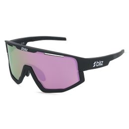 Bliz ZB7013 FUSION SMALL | Unisex-Sonnenbrille | Fassung: Randlos, Geometrisch, Kunststoff, Schwarz Matt | Glasfarbe: Braun Spiegel Pink