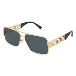 Versace VE2290 | Herren-Sonnenbrille | Fassung: Vollrand, Eckig, Metall, Gold | Glasfarbe: Grau