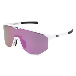 Bliz ZB7010 HERO | Unisex-Sonnenbrille | Fassung: Randlos, Eckig, Kunststoff, Wei&szlig; Matt | Glasfarbe: Braun Spiegel Pink