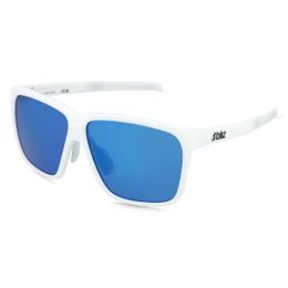 Bliz ZB7017 A001 | Unisex-Sonnenbrille | Fassung: Vollrand, Quadratisch, Kunststoff, Wei&szlig; Matt | Glasfarbe: Blau