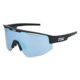 Bliz ZB7004 MATRIX | Unisex-Sonnenbrille | Fassung: Randlos, Geometrisch, Kunststoff, Schwarz Matt | Glasfarbe: Grau Spiegel Blau