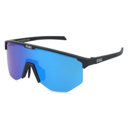 Bliz ZB7010 HERO | Unisex-Sonnenbrille | Fassung: Randlos, Eckig, Kunststoff, Schwarz Matt | Glasfarbe: Braun Spiegel Blau