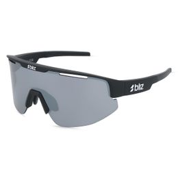 Bliz ZB7004 MATRIX | Unisex-Sonnenbrille | Fassung: Randlos, Geometrisch, Kunststoff, Schwarz Matt | Glasfarbe: Grau Spiegel Silber
