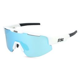Bliz ZB7007 MATRIX SMALL | Unisex-Sonnenbrille | Fassung: Randlos, Geometrisch, Kunststoff, Wei&szlig; Matt | Glasfarbe: Grau Spiegel Blau