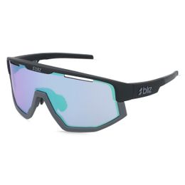 Bliz ZB7001 VISION | Unisex-Sonnenbrille | Fassung: Randlos, Geometrisch, Kunststoff, Schwarz Matt | Glasfarbe: Pink Spiegel Blau