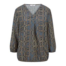 Peter Hahn - Bluse mit V-Ausschnitt, blau, Gr. 44 / L