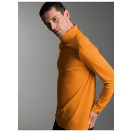 Rollkragenshirt TRIGEMA "TRIGEMA Rollkragenshirt", Herren, Gr. L, curry, Feinstrick, 95% Baumwolle, 5% Elastan, Basic, normal, ohne Ausschnitt, Shirts