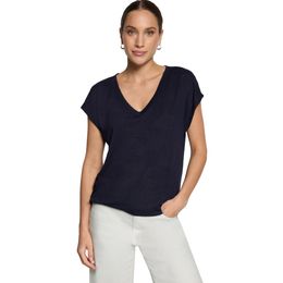 T-Shirt Zero "Damen mit V-Ausschnitt", Damen, Gr. 34, deep sky, Jersey, Obermaterial: 45% Polyester, 55% Viskose, figurumspielend normal, V-Ausschnitt, Shirts T-Shirt, Material