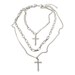 Edelstahlkette Urban Classics "Urban Classics Unisex Layering Cross Necklace", silber, Halsketten, Damen, onesize, Edelstahlkette