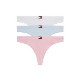 String "3 PACK THONG (EXT.SIZES)", Damen, Gr. L (40), 3 Stk., classic pink, keepsake blau, wei&szlig;, Jersey, Obermaterial: 95% Baumwolle, 5% Elasthan, Tommy Hilfiger Underwear, k&ouml;rpernah, Unterhosen String, basic, elastischer Bund, unifarben