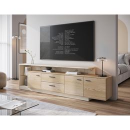 Lowboard Home Affaire "LAGOON", natur, B:236,4cm H:66cm T:39,9cm, Holzwerkstoff, Sideboards, Lowboard, modernses Lowboard, Breite ca.236,4, 2 T&uuml;ren und 2 Schubkasten