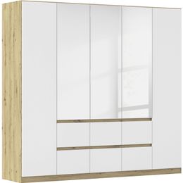 Dreht&uuml;renschrank Rauch "Schrank Garderobe MAINZ Breiten 91/136/181/226/271/315/360, H&ouml;he 210cm", eiche artisan, alpinwei&szlig;, B:226cm H:210cm T:54cm, Holzwerkstoff, Schr&auml;nke, Dreht&uuml;renschrank, grifflose Front, Au&szlig;ent&uuml;ren mit Push-to-Open Funktion MADE IN GERMANY