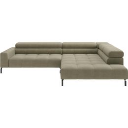 Ecksofa Home Affaire "Cleveland, L-Form, incl. Kopfteilverstellung, Breite 311 cm", oliv, B:311cm H:71cm T:219cm, 100% Polyester, Sofas, Ecksofa, wahlweise elektrischer Sitzvorzug