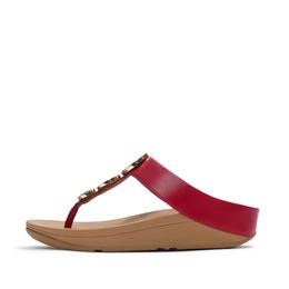 Dianette fitflop "HALO BEAD-CIRCLE METALLIC TOE-POST SANDALS", Damen, Gr. 36, rot, Lederimitat, Glitzer, metallic, Schuhe Dianette, Pool Slides, Pantolette mit d&auml;mpfender Zwischensohlentechnologie