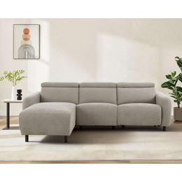 Ecksofa OTTO HOME "SKAANE Struktur, L-Form, 274 cm, manuelle/elektrische Relaxfunktion", creme, B:274cm H:100cm T:181cm, 100% Polyester, Sofas, Ecksofa, 274 cm, mit Kopfteilverstellung und man. oder elektr. Relaxfunktion