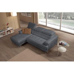 Ecksofa Egoitaliano "Soul, Design und Sitzkomfort auf hohem Niveau, tolle Details, L-Form", blau (ice lake), B:250cm H:99cm T:166cm, Luxus-Micofaser Lederoptik (100% Polyester) ist ein neues technisches Gewebe mit einem visuellen und taktilen Aspekt, der dem Nubuk sehr nahe kommt, mit innovativen Eigenschaften. Seine au&szlig;erordentliche Weichheit kommt von einem exklusiven Produktionsprozess, der Unr