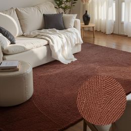 Wollteppich Hanse Home "Calmio, auch als L&auml;ufer und in rund", rot braun, B:160cm H:18mm L:230cm, Wolle, Teppiche, Handgetuftet, Wolle, Natur, Wohnzimmer, Schlafzimmer, Skandi, Hygge