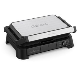 Kontaktgrill Tefal "SuperGrill 3in1 XL, Grill, Barbeque-, Ofenposition, 3 Temperaturen", schwarz (geb&uuml;rsteter edelstahl, schwarz), B:45cm H:17,5cm T:38cm, Kontaktgrill_Standgrill_Tischgrill_Teppanyakigrill, sp&uuml;lmaschinengeeignete Platten, Grillen f&uuml;r bis zu 8 Personen, GC520D