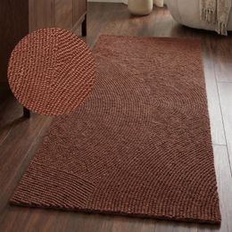 Wollteppich Hanse Home "Calmio, auch als L&auml;ufer und in rund", rot braun, B:80cm H:18mm L:200cm, Wolle, Teppiche, Handgetuftet, Wolle, Natur, Wohnzimmer, Schlafzimmer, Skandi, Hygge