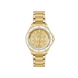 Multifunktionsuhr Lacoste "SANTORINI", goldfarben, wei&szlig;, Armbanduhren, Damen, Quarzuhr, Armbanduhr, Damenuhr, Edelstahlarmband, analog