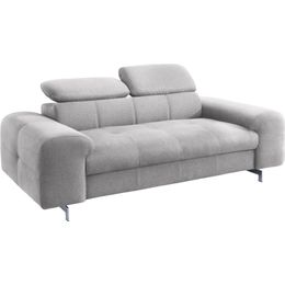 2-Sitzer COTTA "Chef", grau, B:201cm H:72cm T:105cm, Chenille (90% Polyester, 10% Polyamid);Struktur (100% Polyester), Sofas, mit Kopfteilverstellung