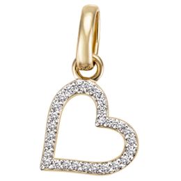 Kettenanh&auml;nger Firetti "Schmuck Geschenk Silber 925 Halsschmuck Anh&auml;nger Herz "LIEBE", gold (gelbgoldfarben, kristallwei&szlig;, kristallwei&szlig;), Schmuckanh&auml;nger, Damen, Silber 925 (Sterlingsilber), 0,8 g, Kettenanh&auml;nger, mit Zirkonia (synth.)