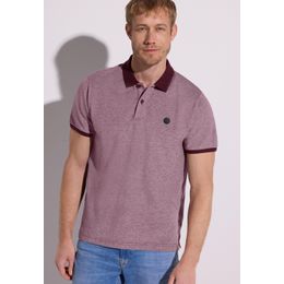 Poloshirt Street One MEN, Damen, Gr. L (42), burnt crimson rot, Web, 100% Baumwolle, unifarben, comfort fit normal, hoch geschlossener Ausschnitt, normaler Saum, Shirts, mit Farbakzenten