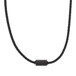 Kette mit Anh&auml;nger Tom Tailor "Schmuck Geschenk Edelstahl Leder Kautschuk", grau, schwarz, Halsketten, Jungen, Edelstahl Kautschuk Leder, L: 43 B: 3mm, Edelstahl, Kautschuk, Leder, B:3mm