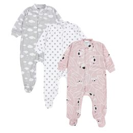 Strampler TUPTAM "Schlafstrampler Baby M&auml;dchen Schlafstrampler mit Fu&szlig; 3er Pack", Jungen, Gr. 68, N-Gr, rot (farbenmix 1), Obermaterial: 100% Baumwolle CO., Overalls
